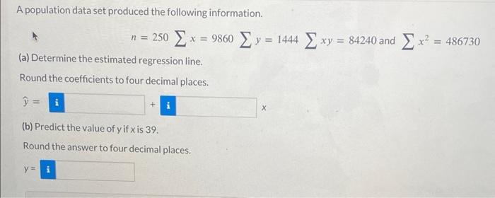 Solved A population data set produced the following | Chegg.com