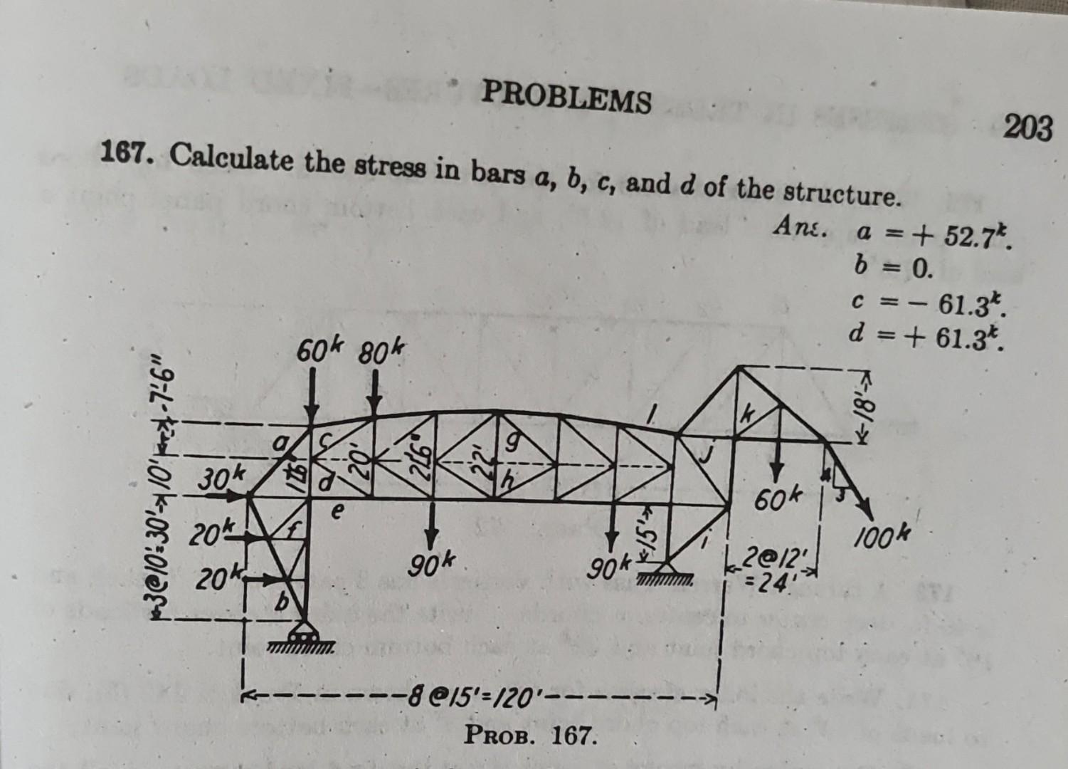 Solved 167. Calculate the stress in bars a,b,c, and d of the | Chegg.com