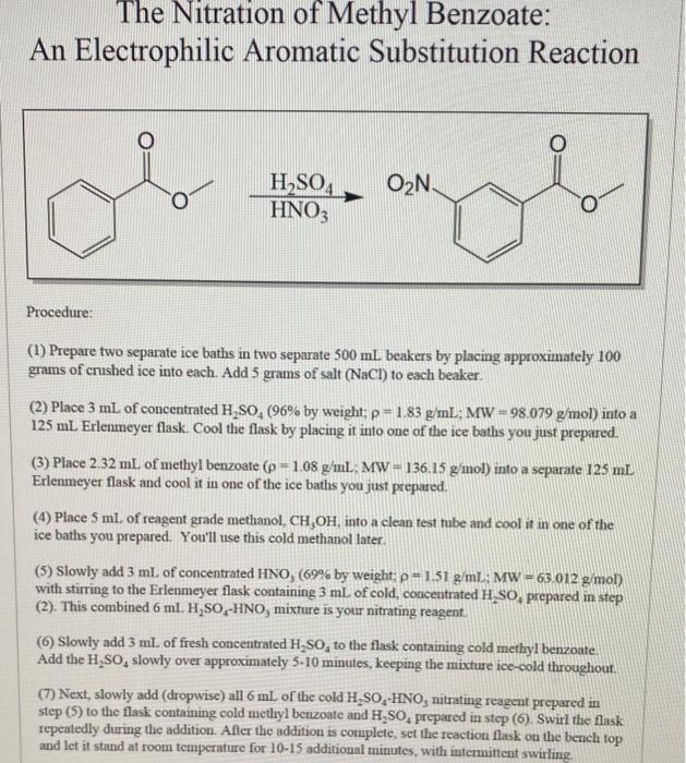 Solved The Nitration of Methyl Benzoate: An Electrophilic | Chegg.com