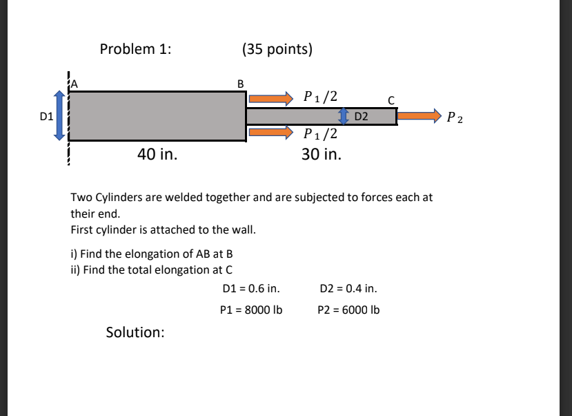 Solved Problem 1:(35 ﻿points)Two Cylinders are welded | Chegg.com
