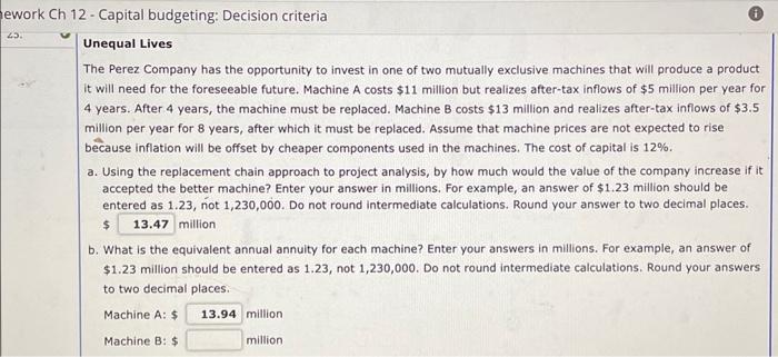 Solved ework Ch 12 - Capital budgeting: Decision criteria | Chegg.com