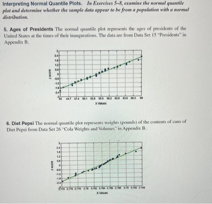 Interpreting Normal Quantile Plots. In Exercises 5-8, | Chegg.com Interpreting Normal Quantile Plots. In Exercises 5-8, | Chegg.com