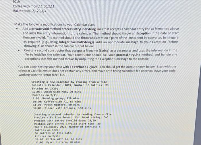 Solved Phase 1: A Simplified Calendar In this phase, you | Chegg.com
