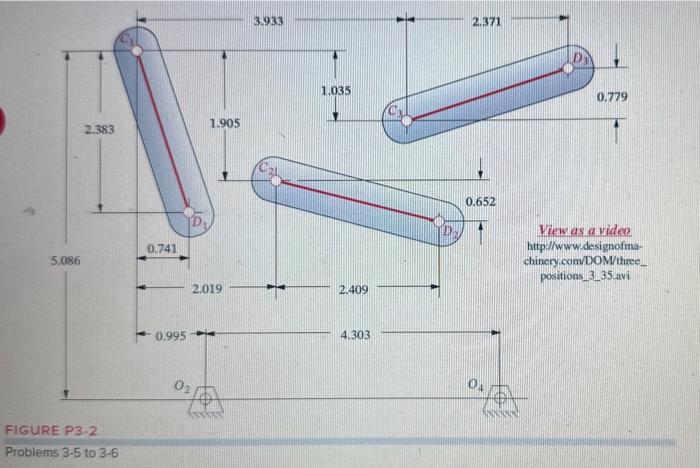 Solved 3-6 Design a fourbar mechanism to give the three | Chegg.com