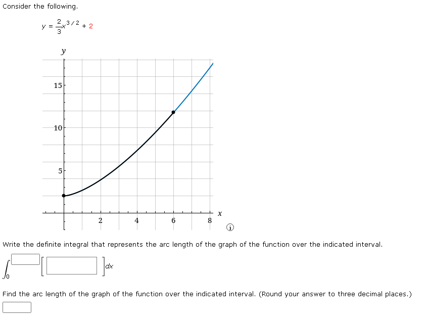 Solved Consider the following.y=23x32+2Write the definite | Chegg.com