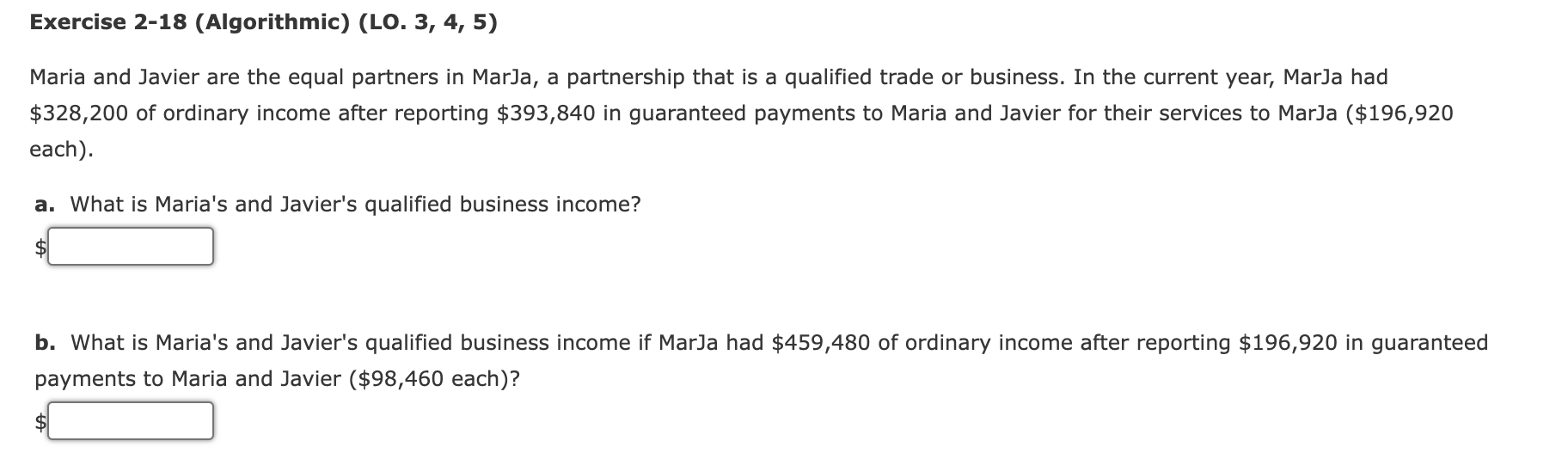 Solved Exercise 2-18 (Algorithmic) (LO. 3, 4, 5)Maria and | Chegg.com