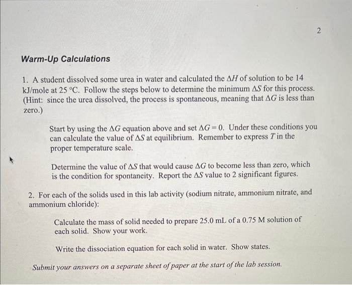 Solved 1. A student dissolved some urea in water and | Chegg.com