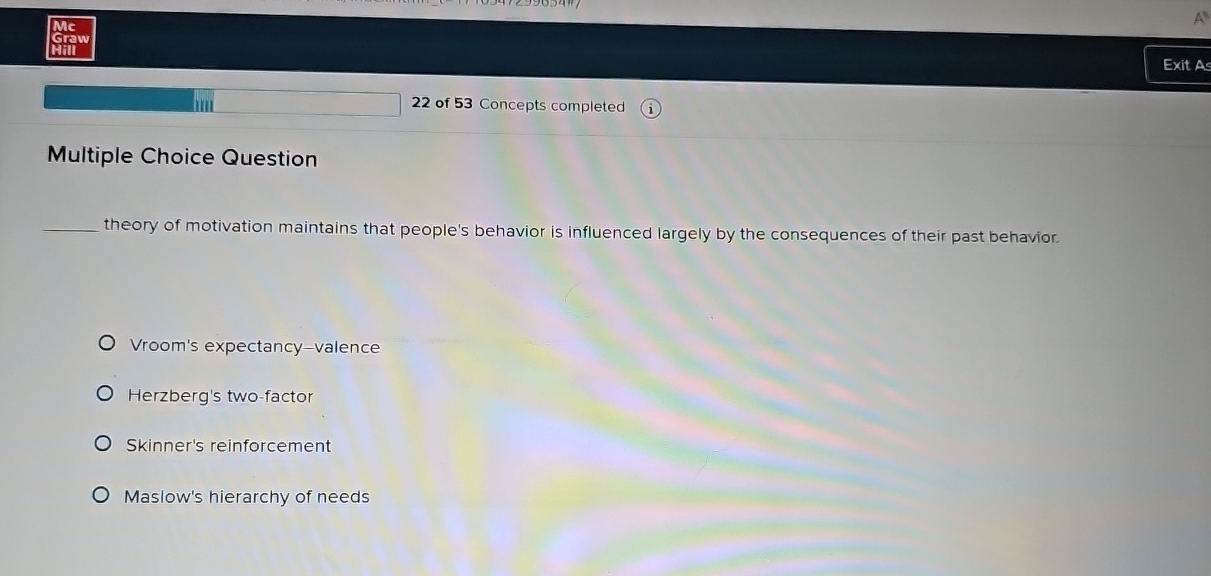 Solved MeGrawExit As22 ﻿of 53 ﻿Concepts completed | Chegg.com