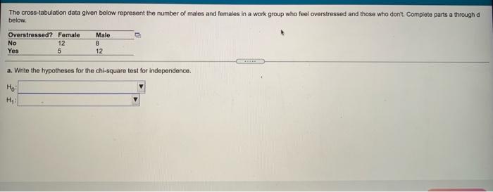 Solved The cross-tabulation data given below represent the | Chegg.com