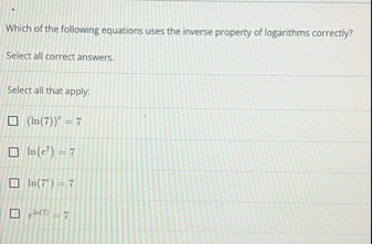 Solved Which of the following equations uses the inverse | Chegg.com