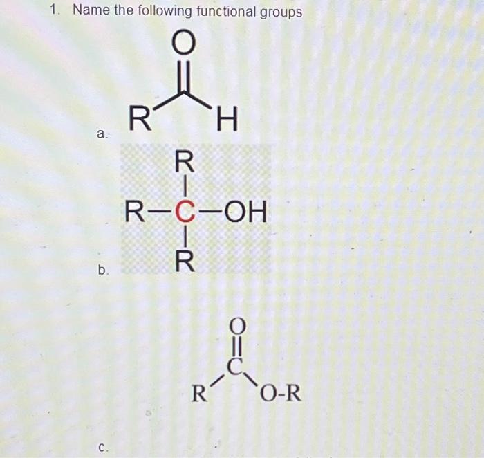 1. Name the following functional groups | Chegg.com