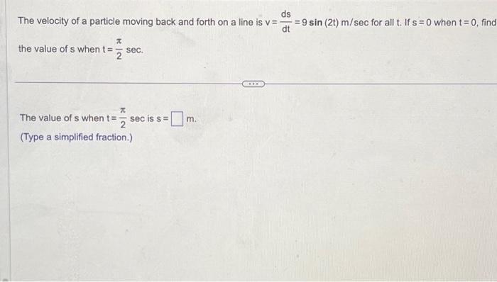 Solved The velocity of a particle moving back and forth on a | Chegg.com