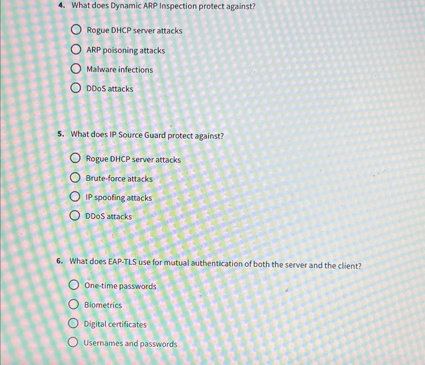 Solved What does Dynamic ARP Inspection protect | Chegg.com