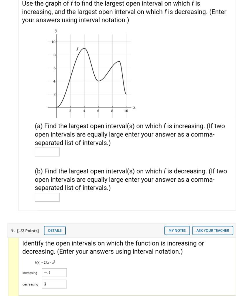 Solved Use the graph off to find the largest open interval | Chegg.com