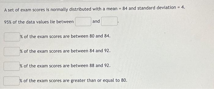 A set of exam scores is normally distributed with a | Chegg.com
