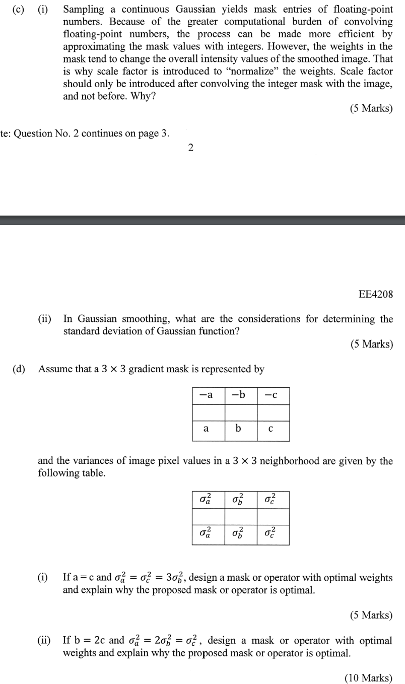 Solved (c) (i) ﻿Sampling a continuous Gaussian yields mask | Chegg.com