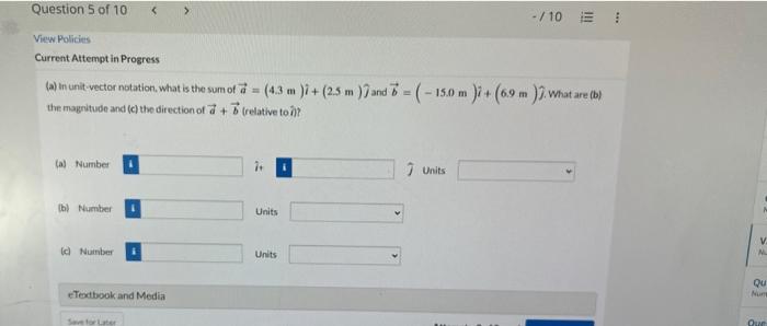 Solved (a) In unit-vector notation, what is the sum of | Chegg.com