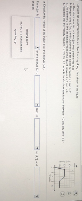 Solved Consider the velocity function for an object moving | Chegg.com