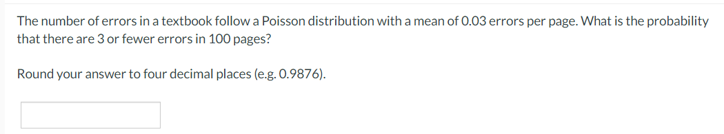 The number of errors in a textbook follow a Poisson | Chegg.com
