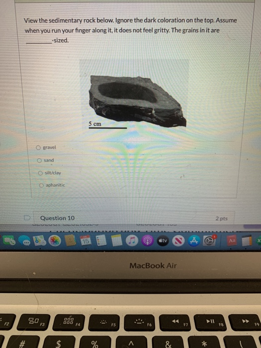 Solved View the sedimentary rock below. Ignore the dark | Chegg.com