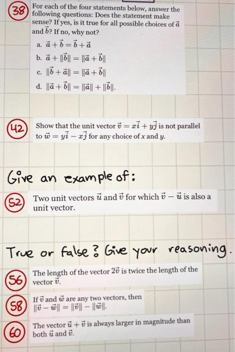 Solved For each of the four statements below, answer the | Chegg.com