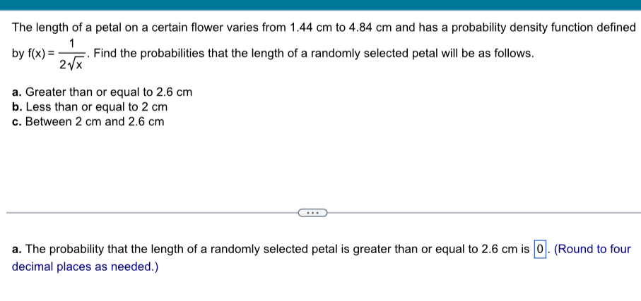 The length of a petal on a certain flower varies from | Chegg.com