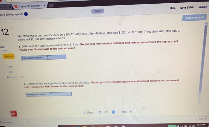 Solved Chapter 10 Homework echedu X Submit Seve & Exit Help | Chegg.com