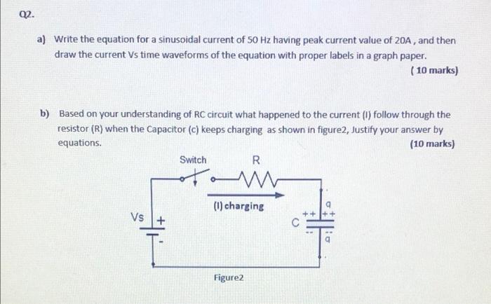 Solved 02. a) Write the equation for a sinusoidal current of | Chegg.com