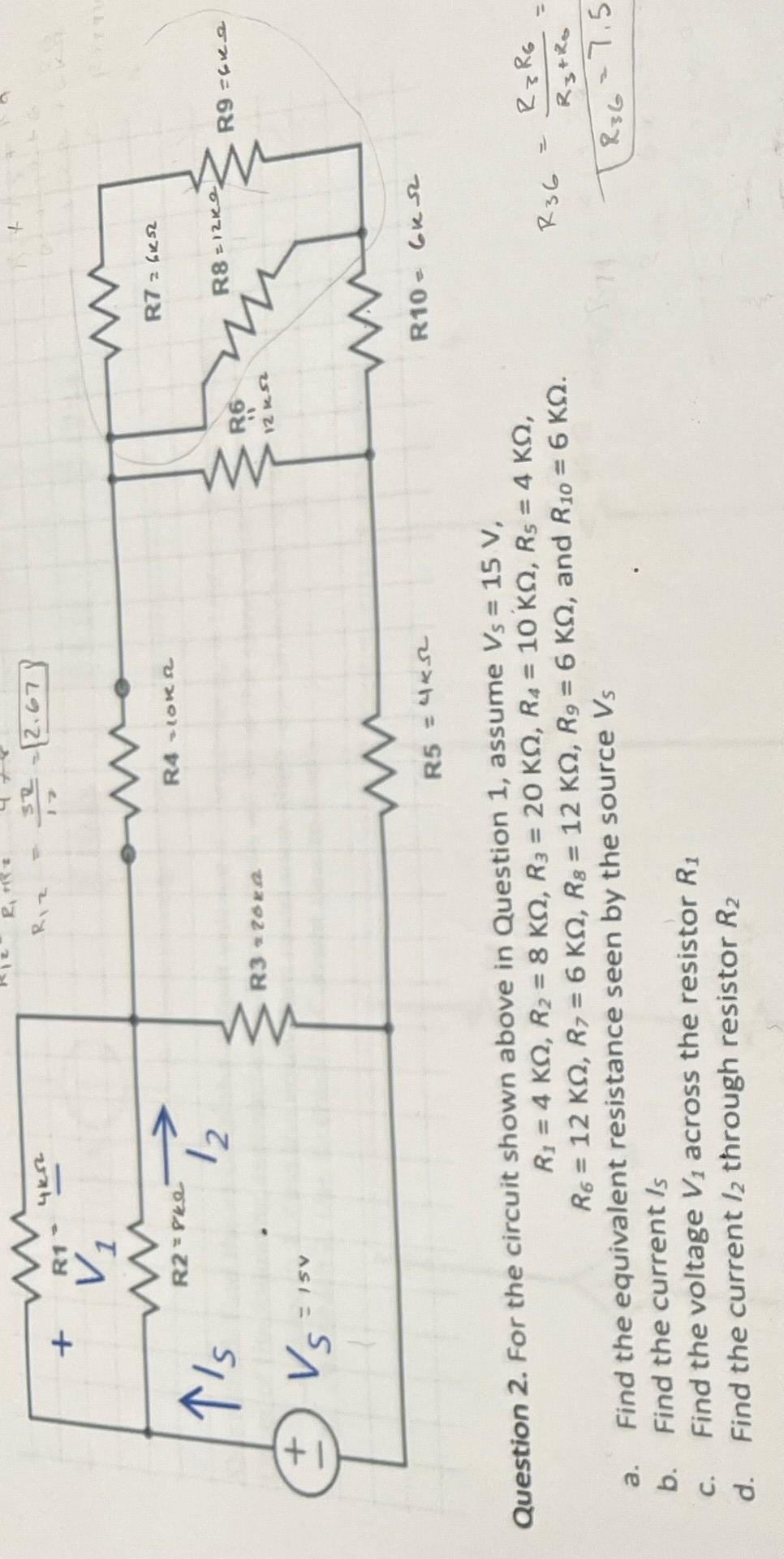 Solved Question 2. For the circuit shown above in Question 1 | Chegg.com