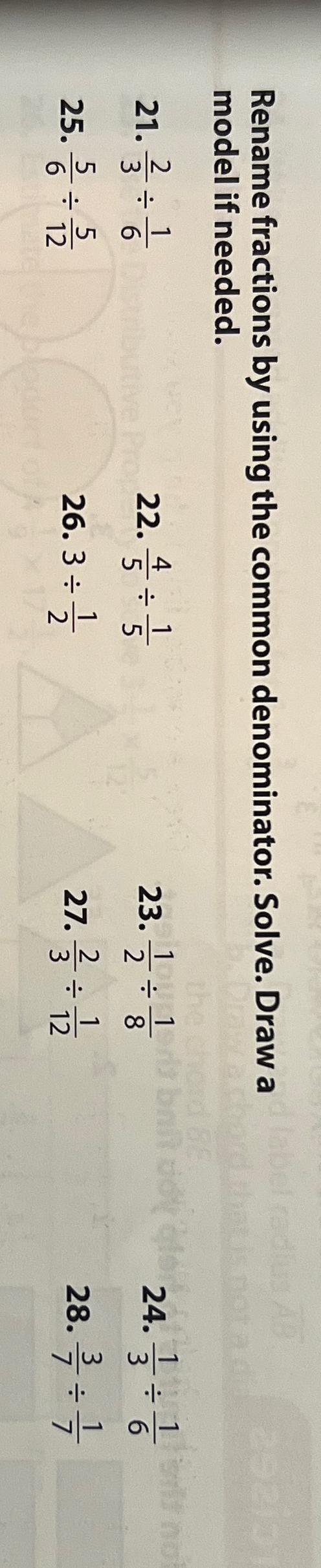 Solved Rename fractions by using the common denominator. | Chegg.com
