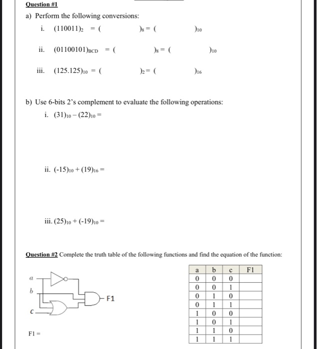 Solved Question #1 a) Perform the following conversions: i. | Chegg.com
