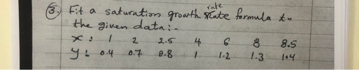 Solved rate 3. Fit a saturation growth rate formula to the | Chegg.com