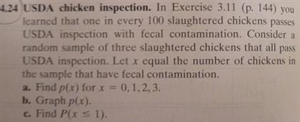 Solved USDA chicken inspection. you learned that one in | Chegg.com