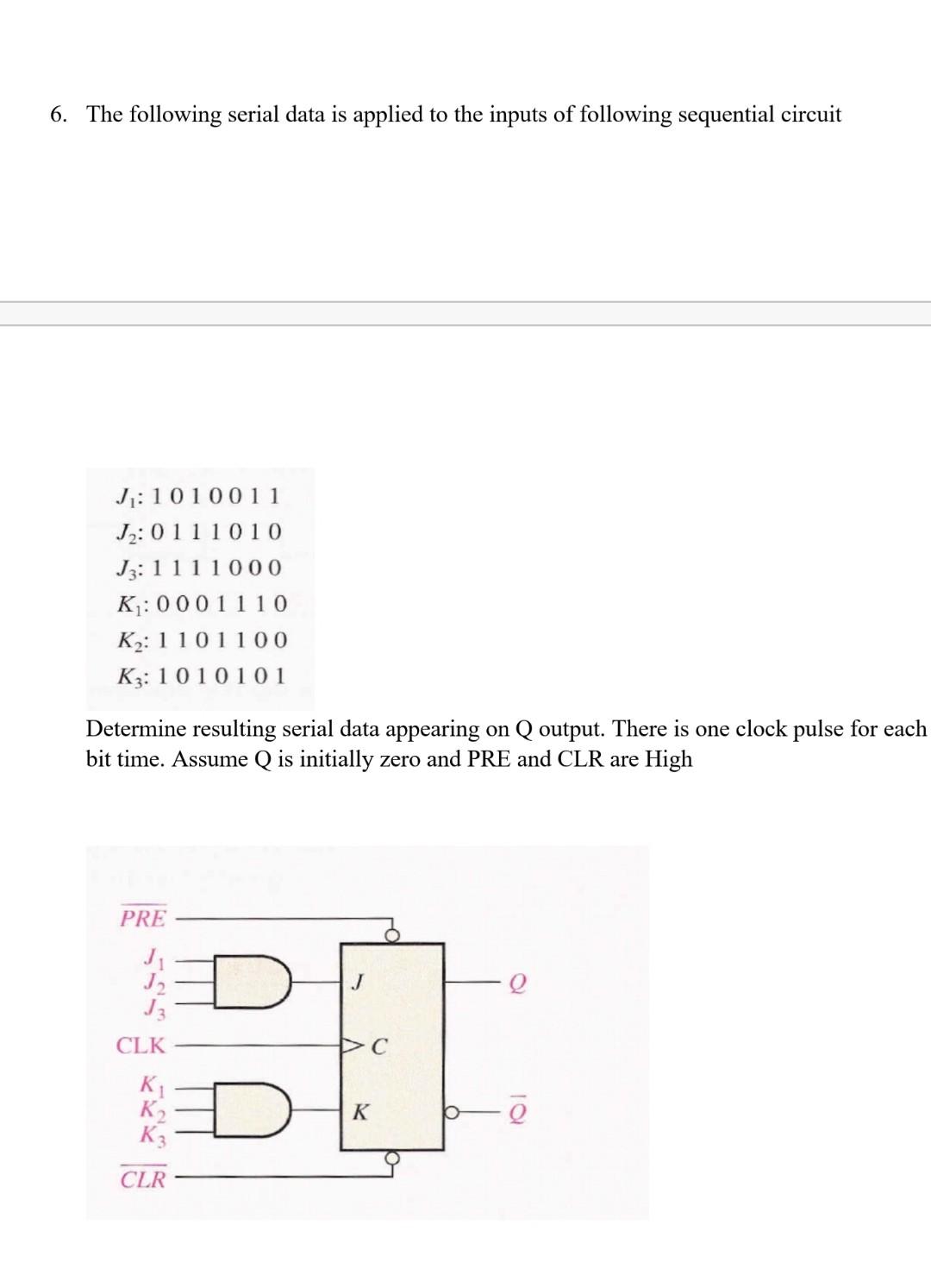 Solved 6. The following serial data is applied to the inputs | Chegg.com