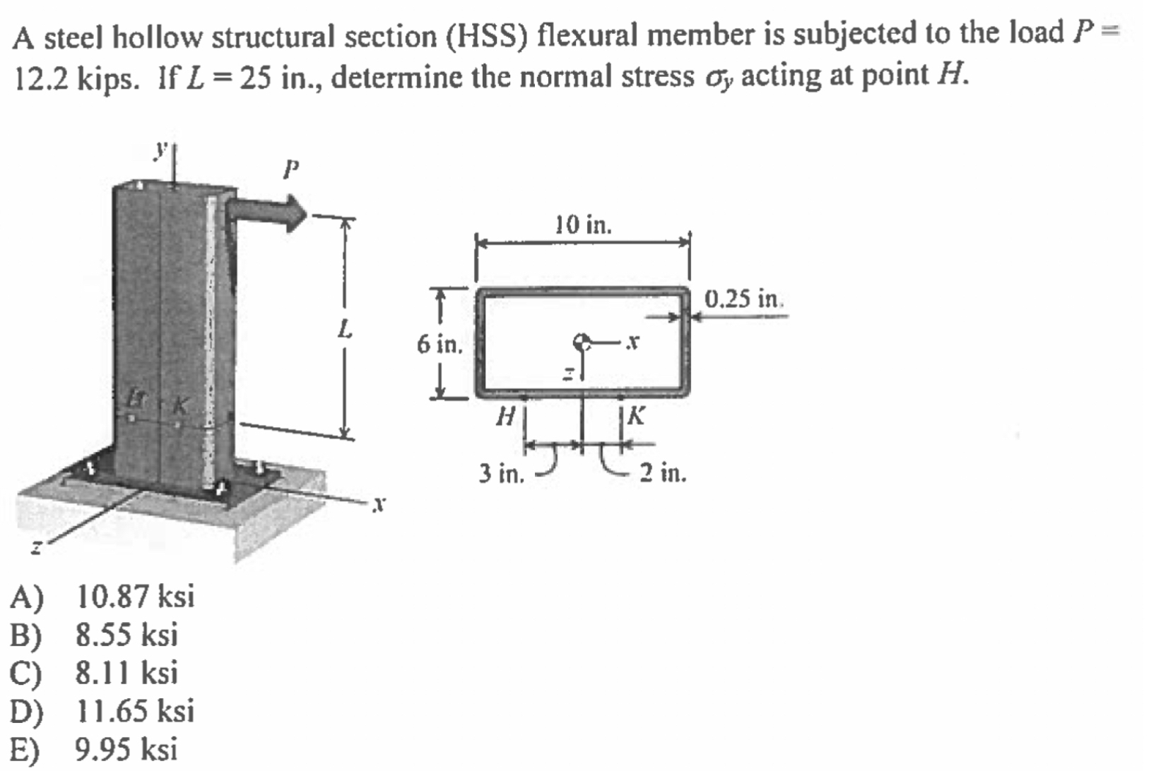 Solved A steel hollow structural section (HSS) ﻿flexural | Chegg.com