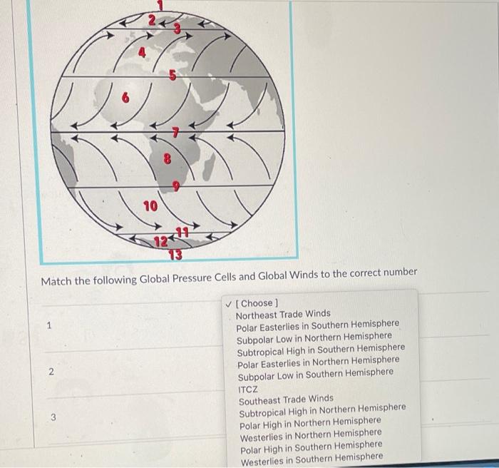 Solved SA 10 127 Match the following Global Pressure Cells | Chegg.com