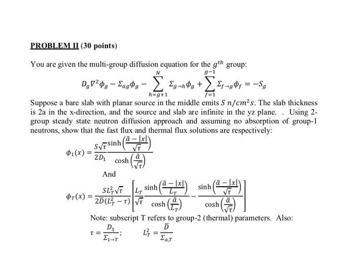 PROBLEM II (30 points) You are given the multi-group | Chegg.com