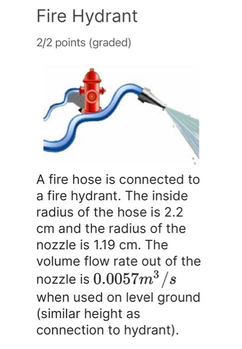 Solved Fire Hydrant 2/2 points (graded) A fire hose is | Chegg.com