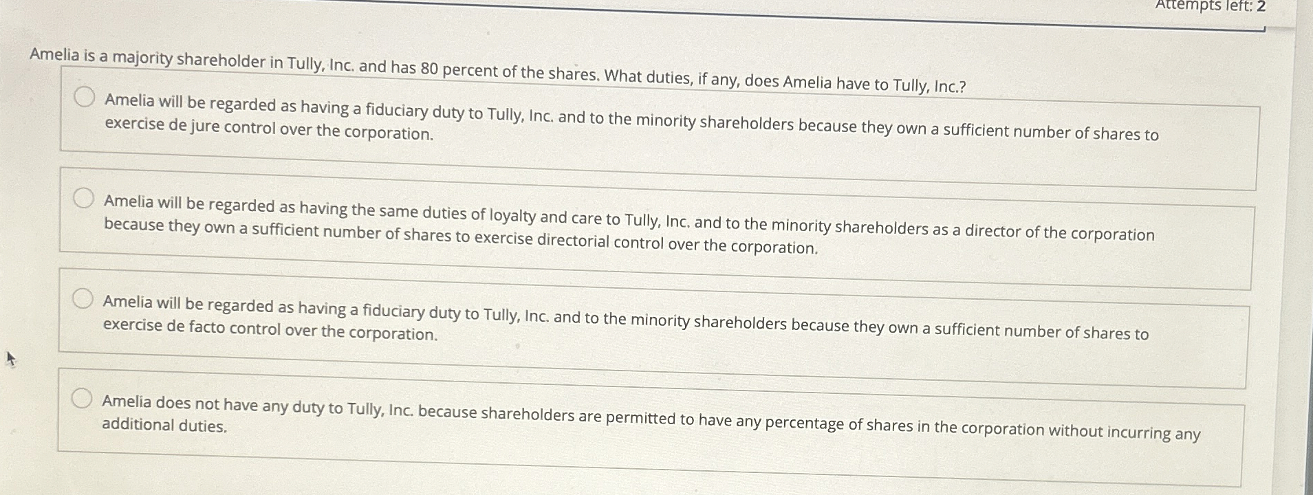 Solved Amelia is a majority shareholder in Tully, Inc. and | Chegg.com