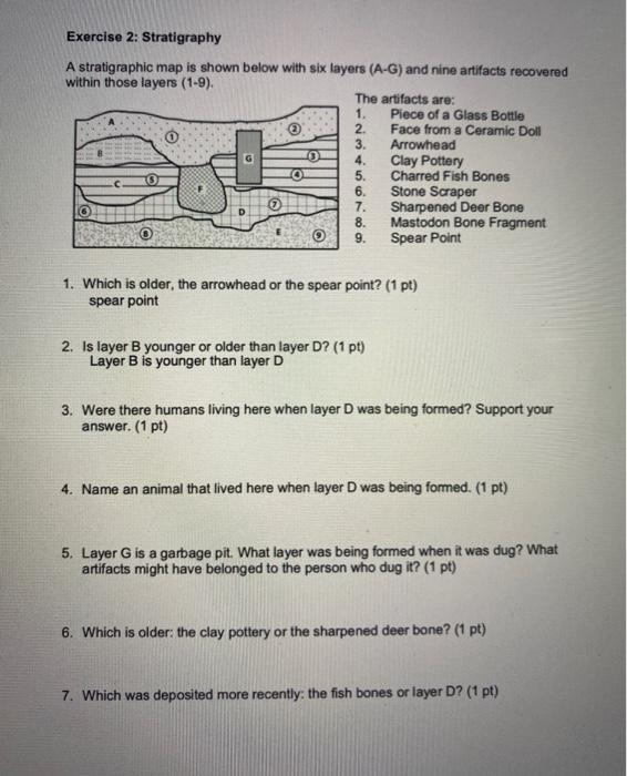 Solved Exercise 2: Stratigraphy A stratigraphic map is shown | Chegg.com