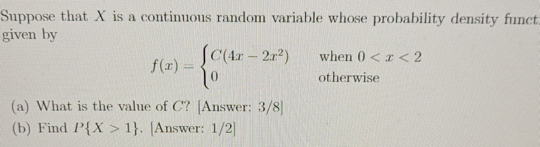 Solved Suppose that x ﻿is a continuous random variable whose | Chegg.com