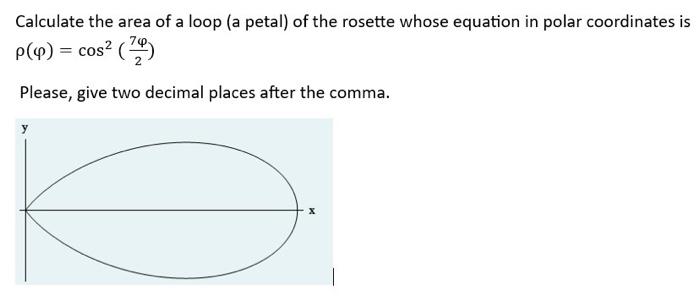 Solved Calculate the area of a loop (a petal) of the rosette | Chegg.com