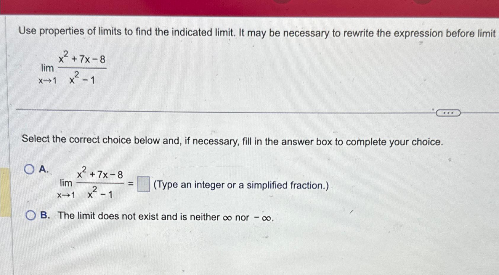 Solved Use properties of limits to find the indicated limit. | Chegg.com