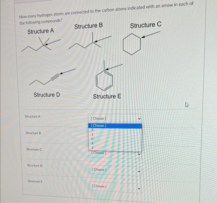 Solved How many hydrogen atoms are connected to the carbon | Chegg.com
