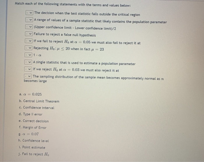 Solved Match each of the following statements with the terms | Chegg.com