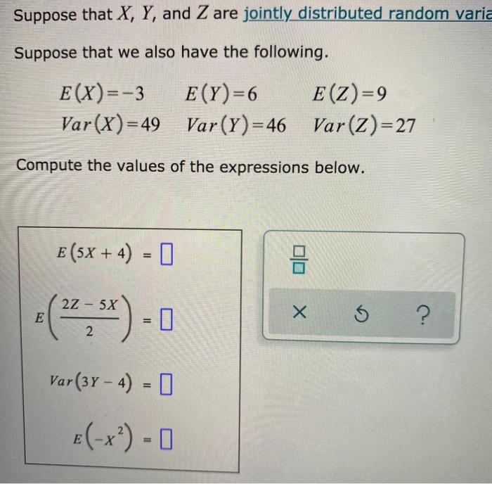 Solved Suppose that X, Y, and Z are jointly distributed | Chegg.com