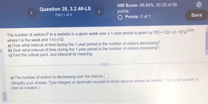 Solved The number of visitors P to a website in a given week | Chegg.com
