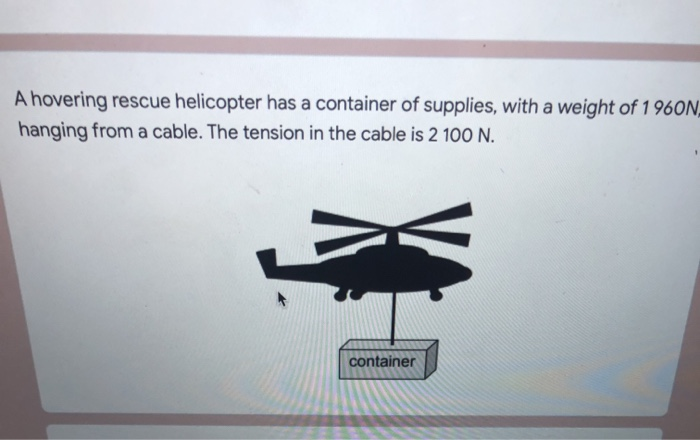 A hovering rescue helicopter has a container of | Chegg.com