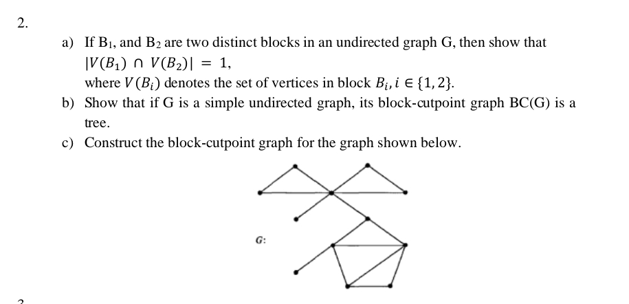 a) ﻿If B1, ﻿and B2 ﻿are two distinct blocks in an | Chegg.com