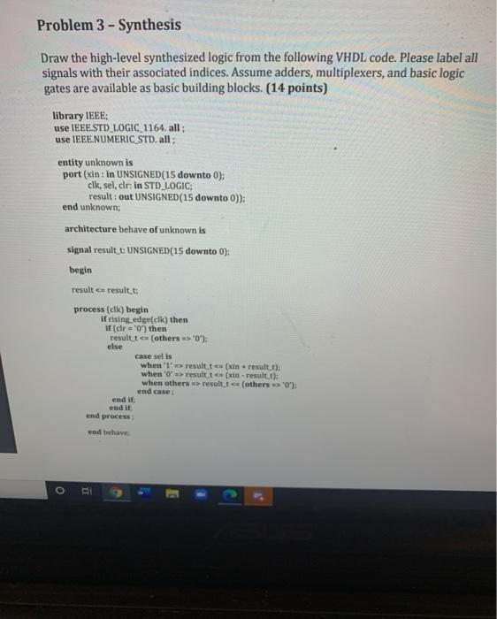 Problem 3 - Synthesis Draw the high-level synthesized | Chegg.com
